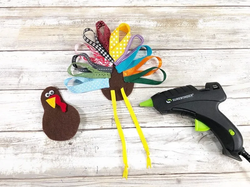 Rainbow Ribbon Turkey Decorations for Thanksgiving