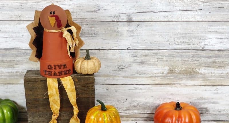 Clay Pot Turkey Thanksgiving Decoration