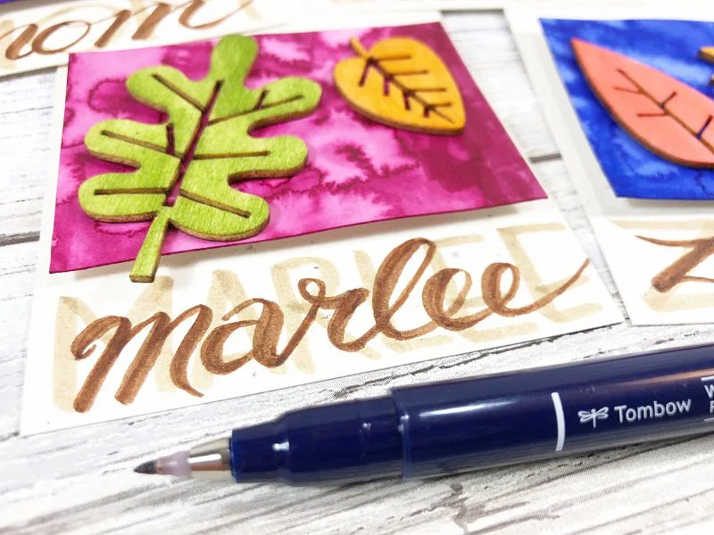 Hand-Lettered Thanksgiving Place Cards in Fun Fall Colors