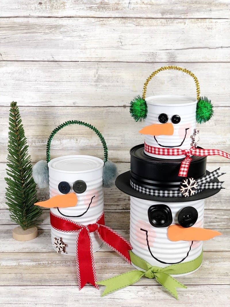 How to Make Recycled Tin Can Snowmen for Christmas