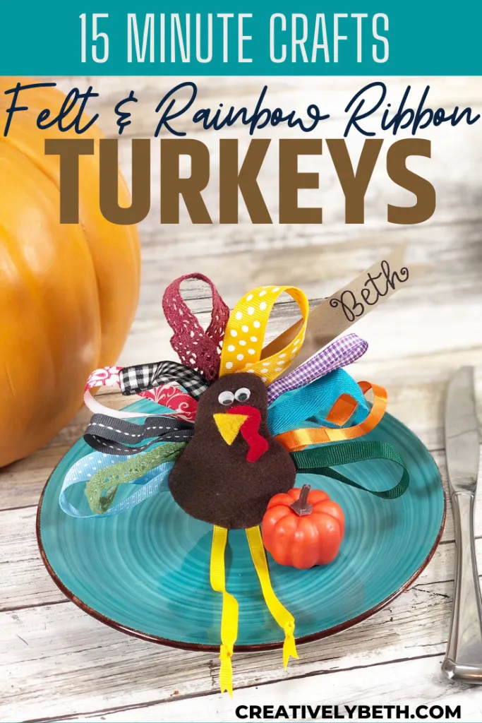 Rainbow Ribbon Turkey Decorations for Thanksgiving