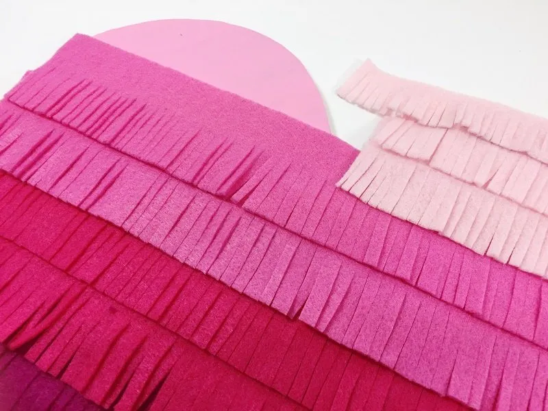 Ombre Felt Fringed Heart a DIY for Valentine's Day