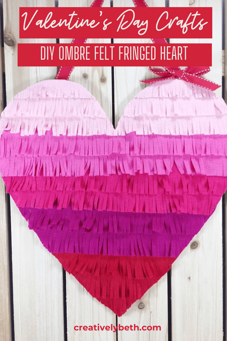 Ombre Felt Fringed Heart a DIY for Valentine's Day