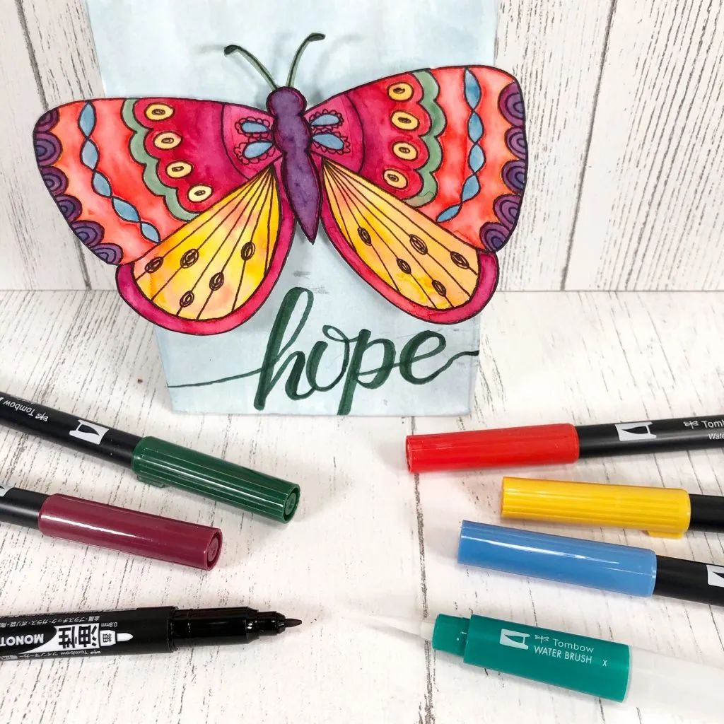Watercolor Floral and Butterfly Printables with Dual Brush Pens