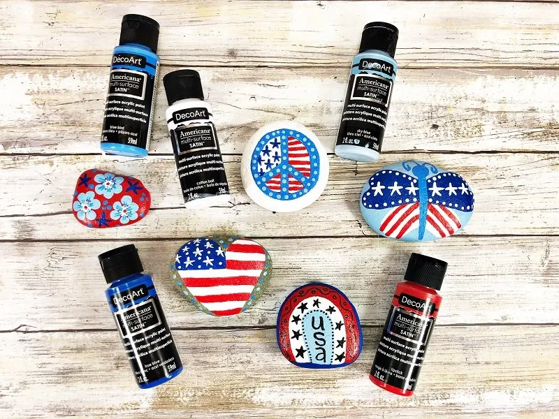 EASY PATRIOTIC PAINTED ROCKS WITH DECOART CREATIVELY BETH 16 ...