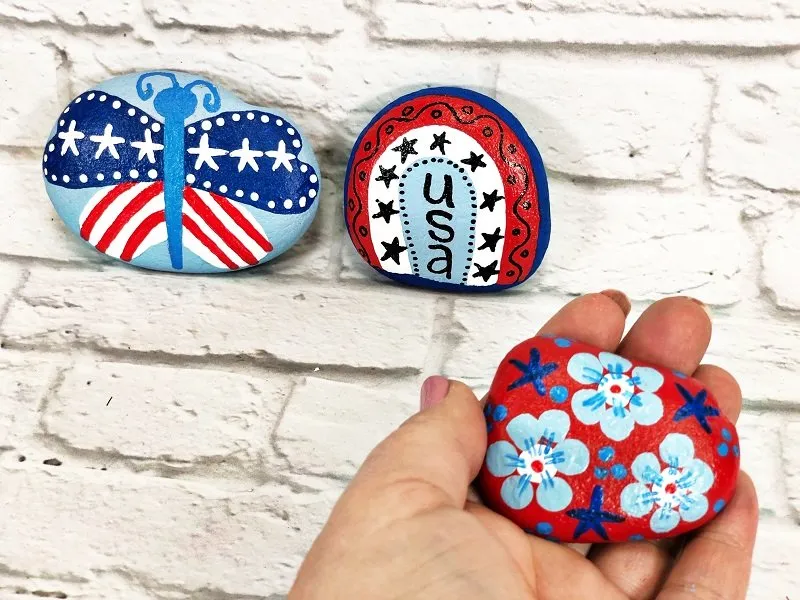 EASY PATRIOTIC PAINTED ROCKS WITH DECOART CREATIVELY BETH 20 ...