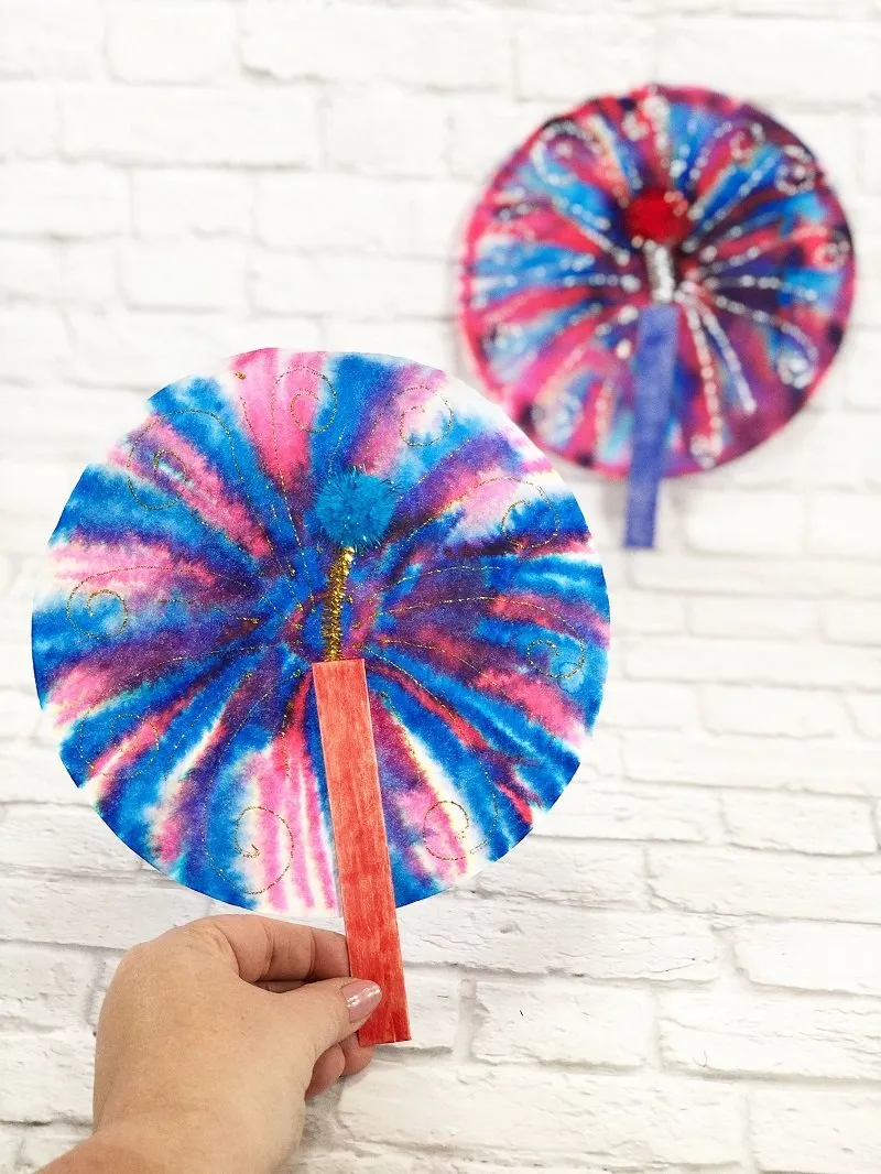 Dollar Tree Coffee Filter Fireworks Kids Craft