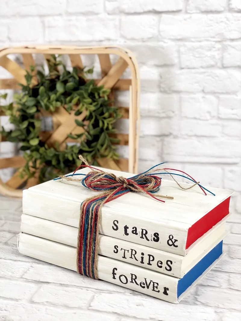 Dollar Tree Patriotic Book Stack Easy Home Decor