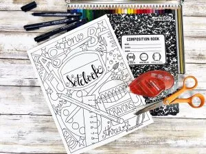 Back-to-School Notebook Cover Free Printable to Color