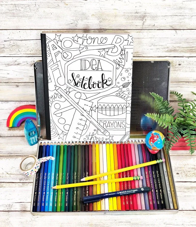 Back-to-School Notebook Cover Free Printable to Color