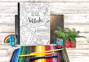 Back-to-School Notebook Cover Free Printable to Color