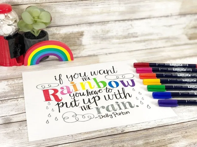 Hand Lettered Rainbow Quote Free Printable