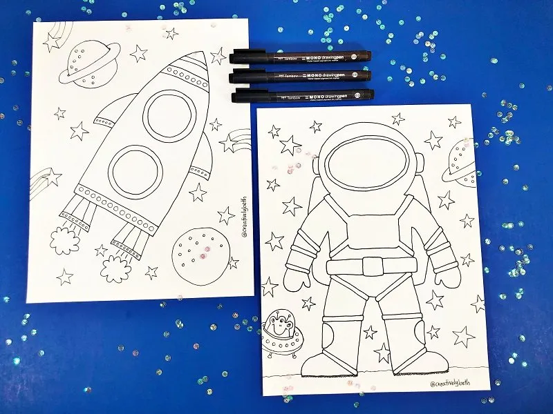 Astronaut and Spaceship Coloring Pages for Kids