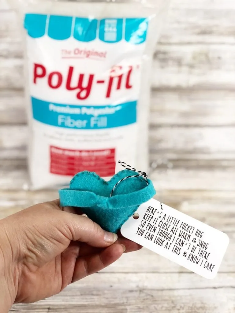 Easy Poly-Fil Pocket Hugs with Free Printable Tags
