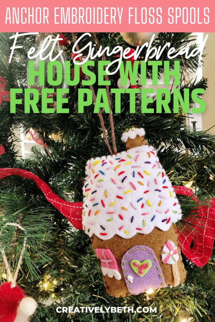 Embroidered Felt Gingerbread House Ornament