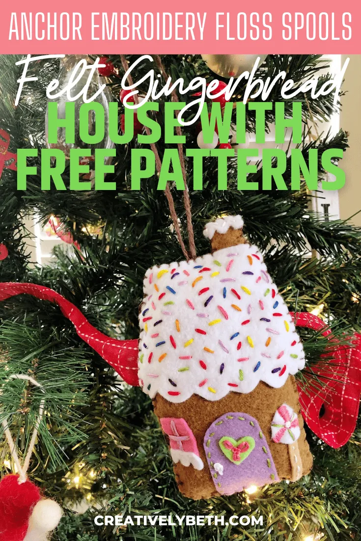 Embroidered Felt Gingerbread House Ornament
