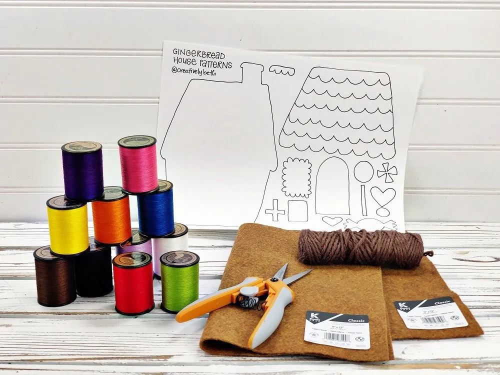 Embroidered Felt Gingerbread House Ornament