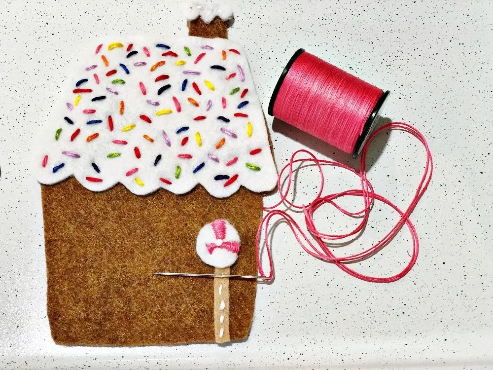 Embroidered Felt Gingerbread House Ornament