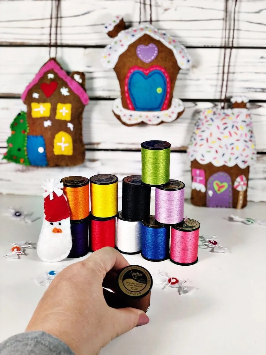 Embroidered Felt Gingerbread House Ornament