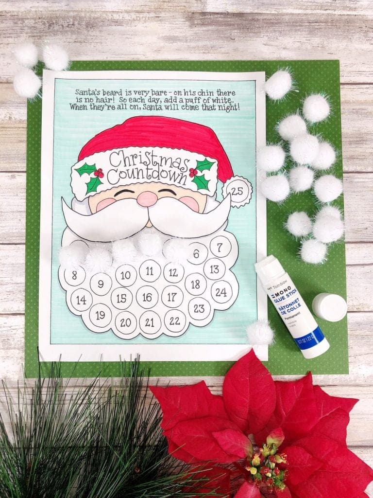 Free Printable Santa Countdown to Christmas Calendar
