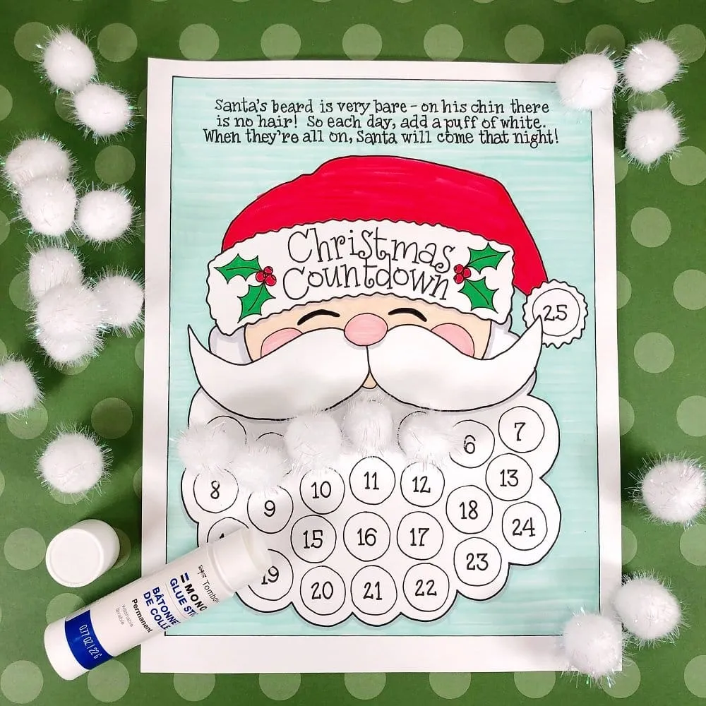 Free Printable Santa Countdown to Christmas Calendar