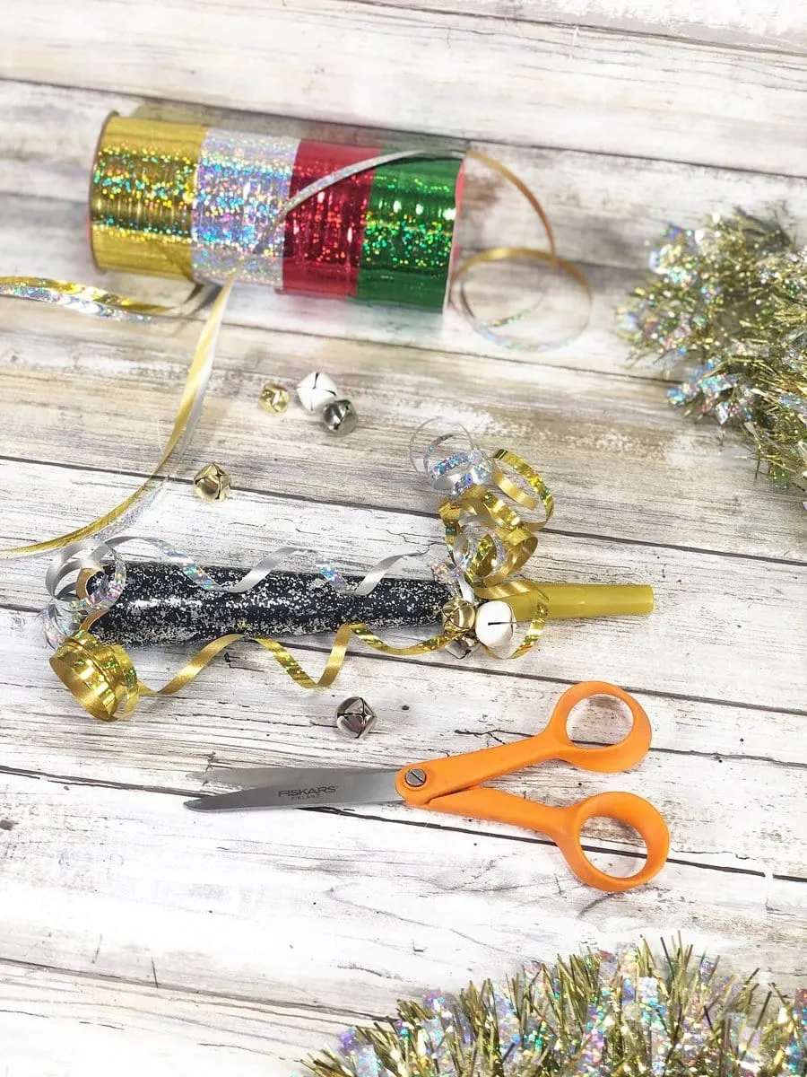 Recycled New Year Noisemakers with Christmas Decor