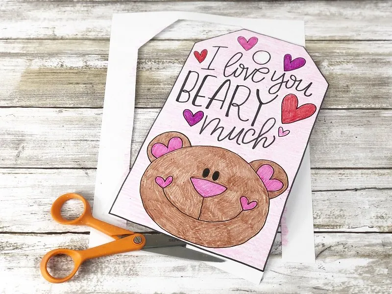 Free Valentine Bear Tag to Print and Color