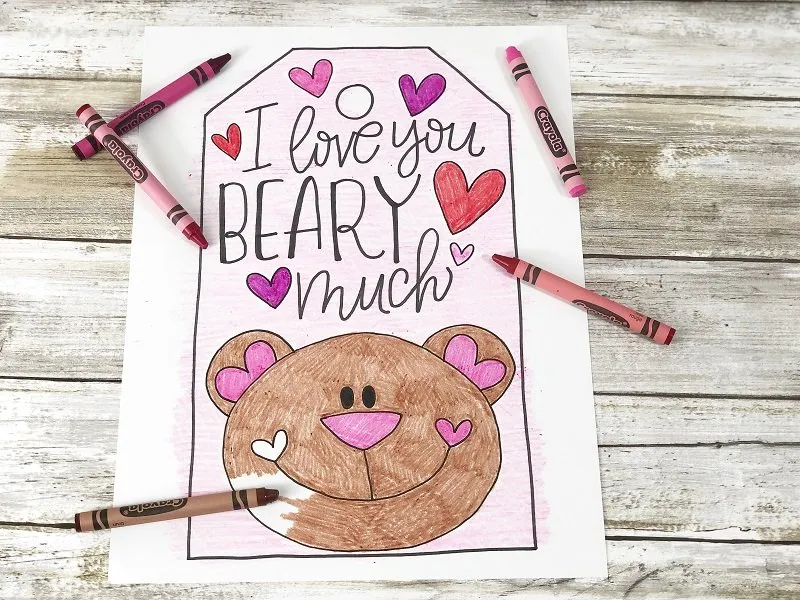 Free Valentine Bear Tag to Print and Color