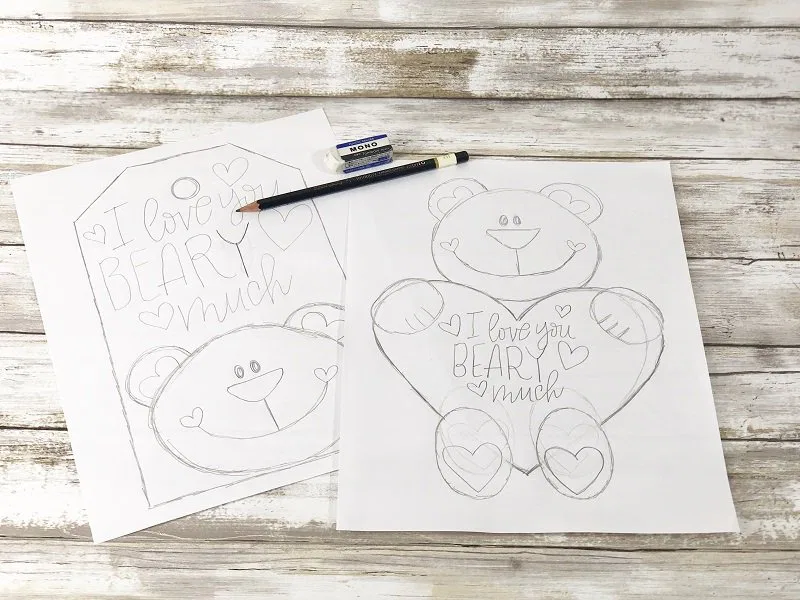 Free Valentine Bear Tag to Print and Color