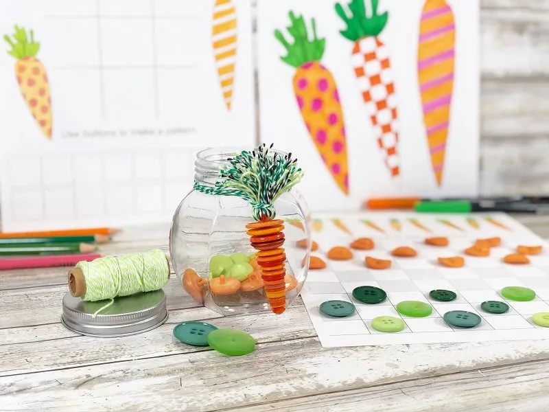 Carrot Button Craft with Free Printable Games Horizontal Featured ...