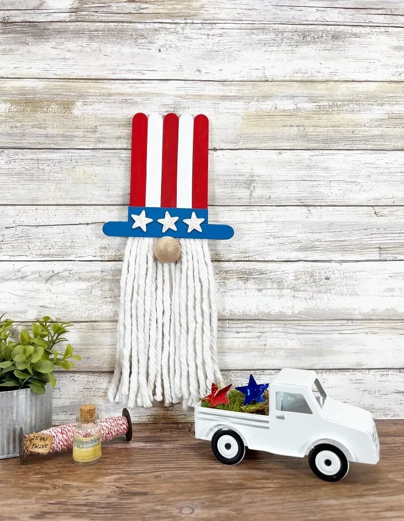 Dollar Tree Craft Stick Uncle Sam Gnome