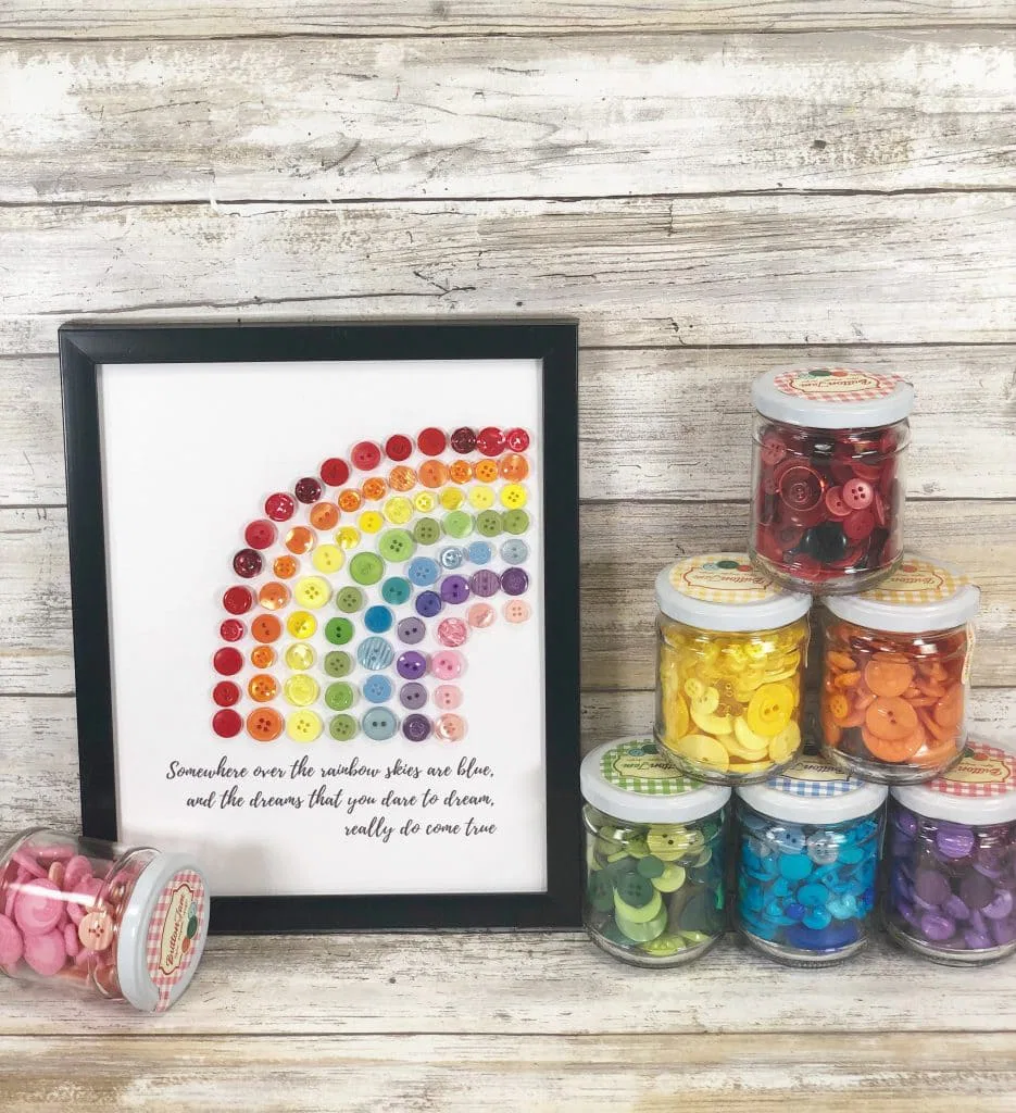 Rainbow Button Art with a Free Printable