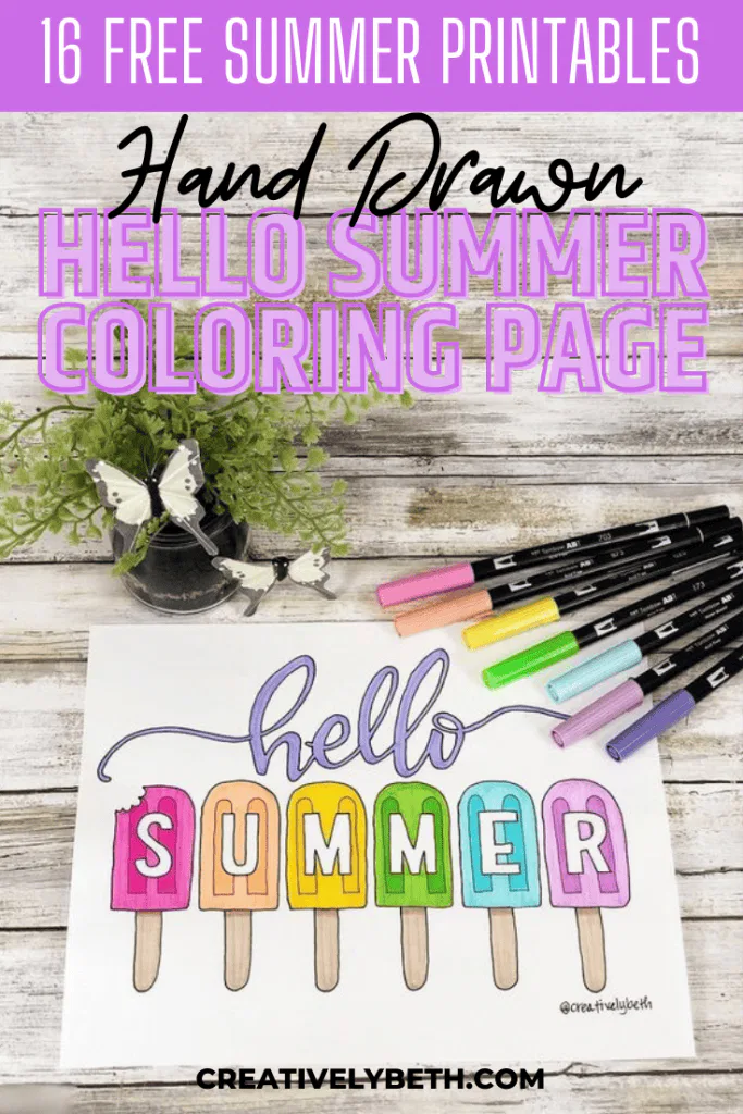 Hello Summer FREE Printable and Coloring Page