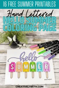Hello Summer FREE Printable and Coloring Page