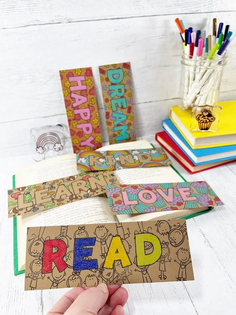 15 Minute DIY Stamped Bookmarks to Color