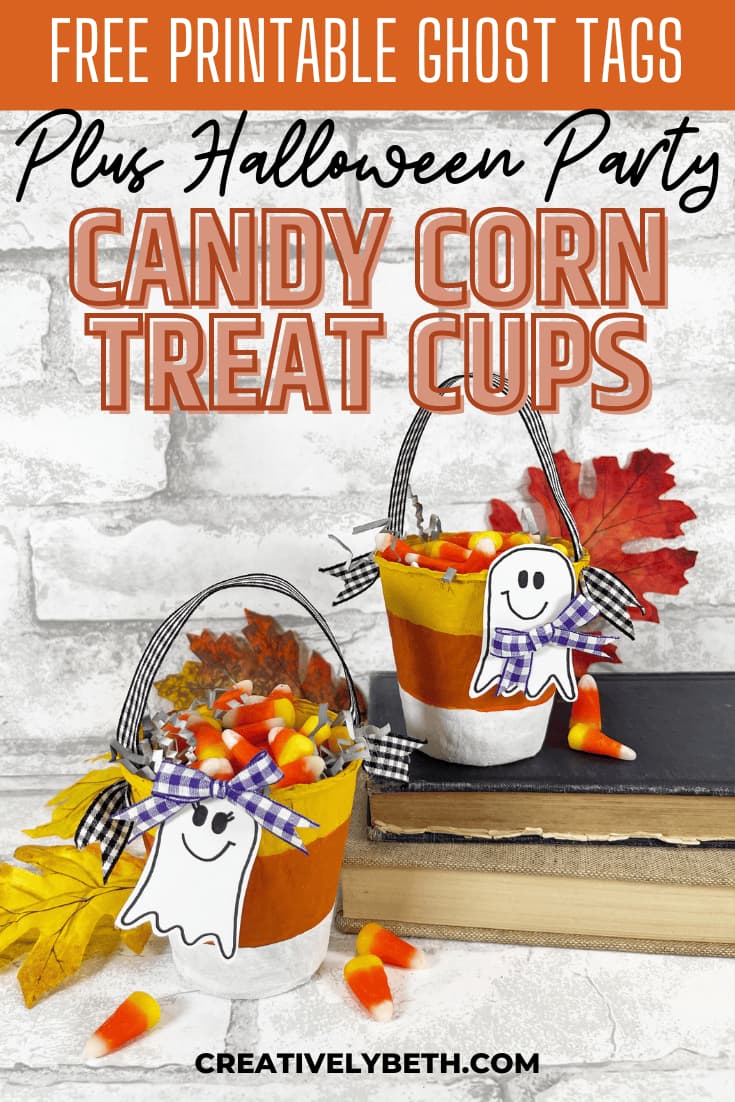 Free Printable Ghost Tags for Candy Corn Treat Cups