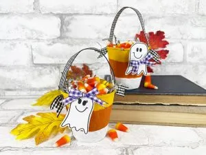 Free Printable Ghost Tags for Candy Corn Treat Cups