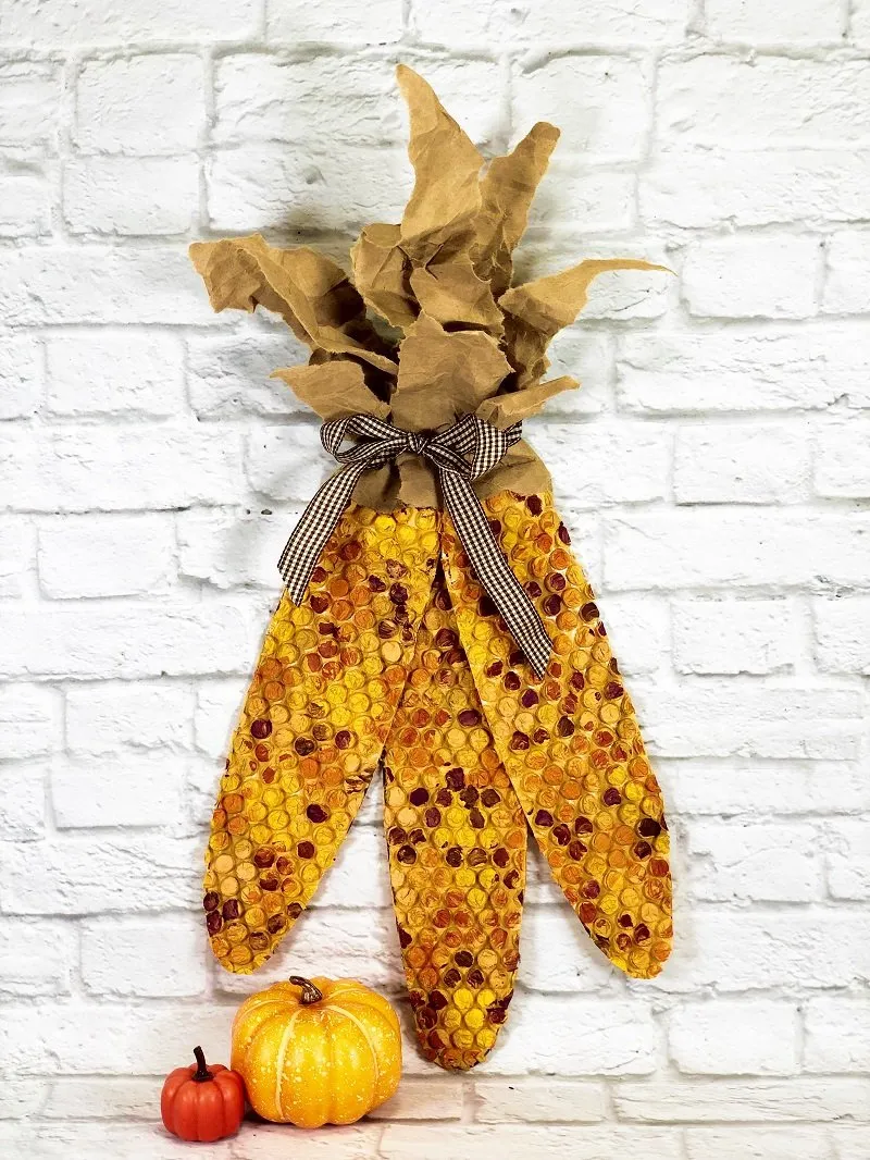 Bubble Wrap Harvest Corn Recycled Kids Craft