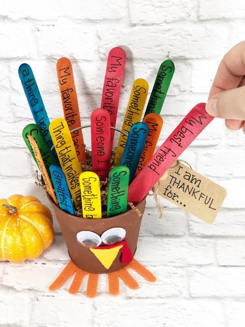Craft Stick Thankful Bucket Dollar Tree Craft