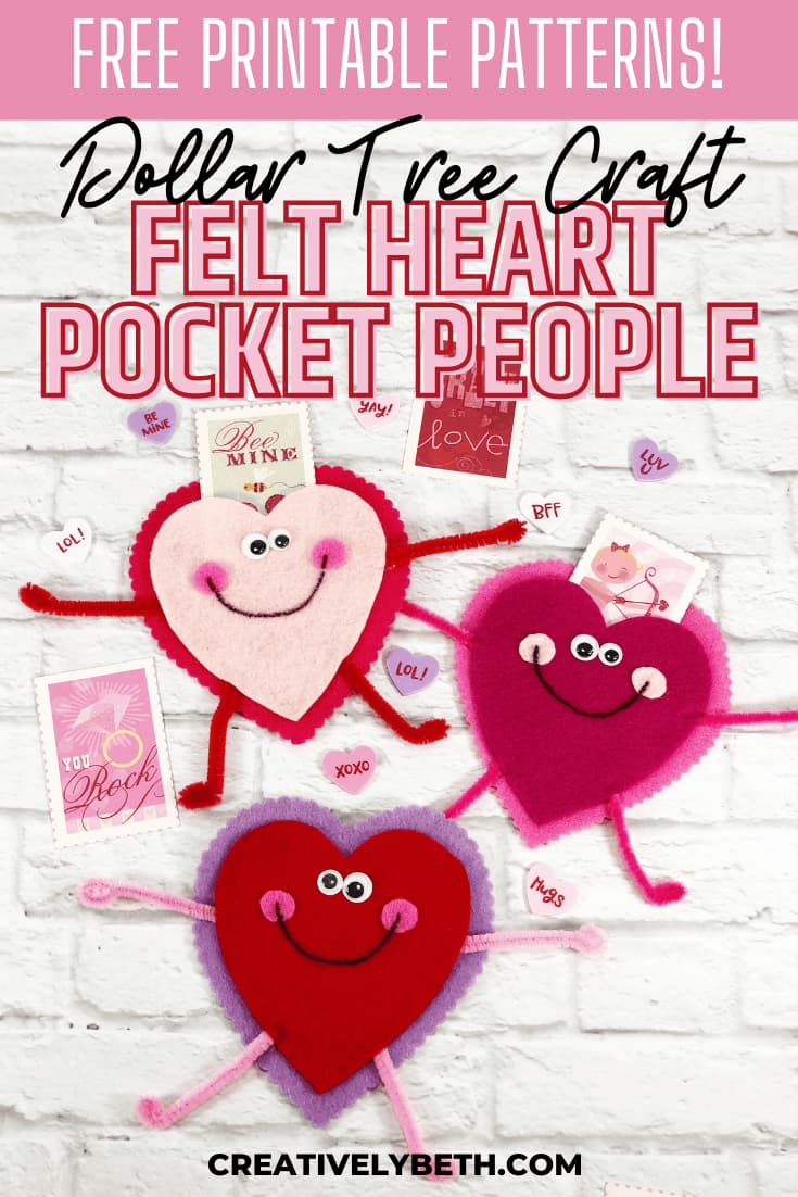 Dollar Tree Craft Felt Heart Pocket People