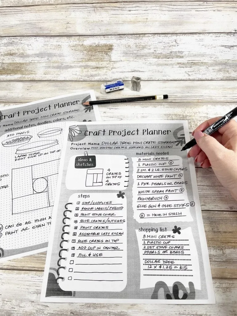 Free Printable Craft Project Planner