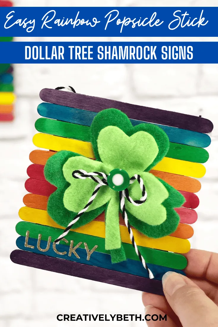 Dollar Tree Rainbow Craft Stick Shamrock Sign