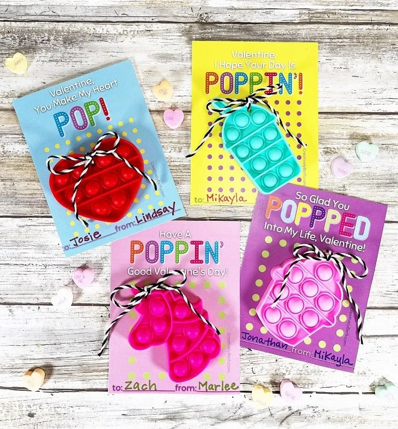 Free Printable Pop It Valentine Cards (8 Colorful Versions)