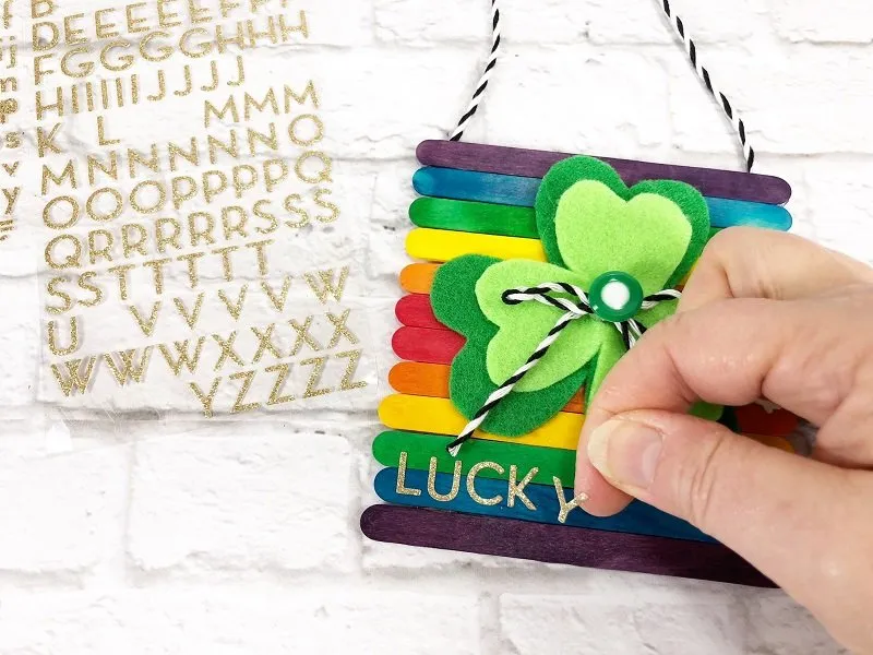 Dollar Tree Rainbow Craft Stick Shamrock Sign