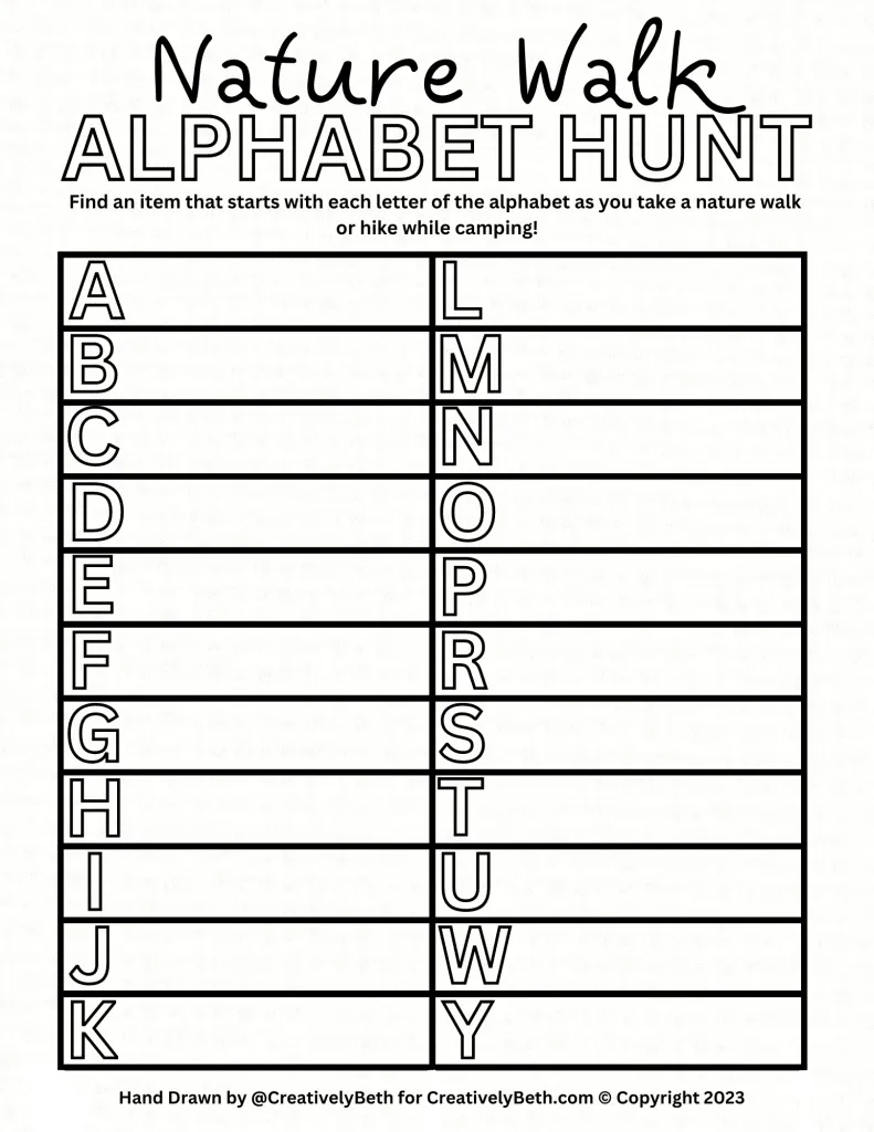 Free Camping Scavenger Hunt Printable