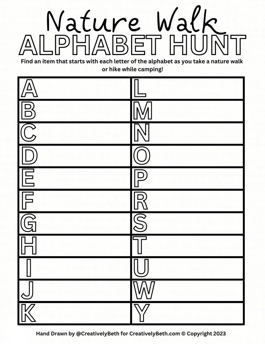 Free Camping Scavenger Hunt Printable