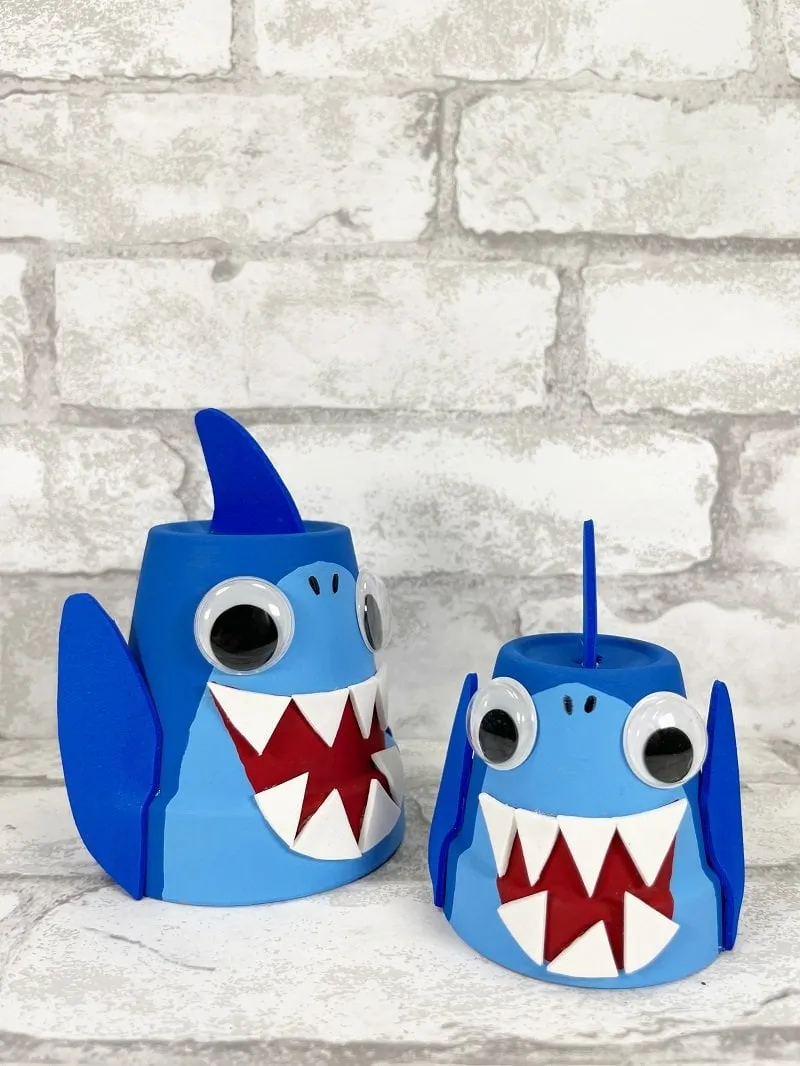 Dollar Tree Clay Pot Sharks Kids Craft