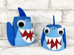 Dollar Tree Clay Pot Sharks Kids Craft