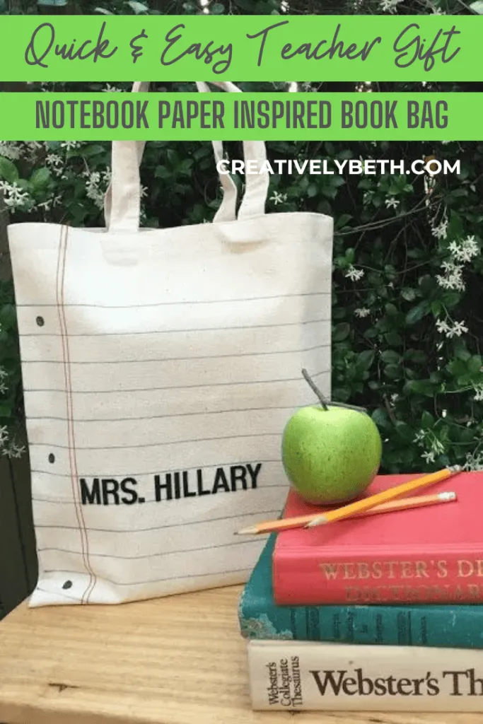 Notebook Paper Inspired Teacher Book Bag Gift