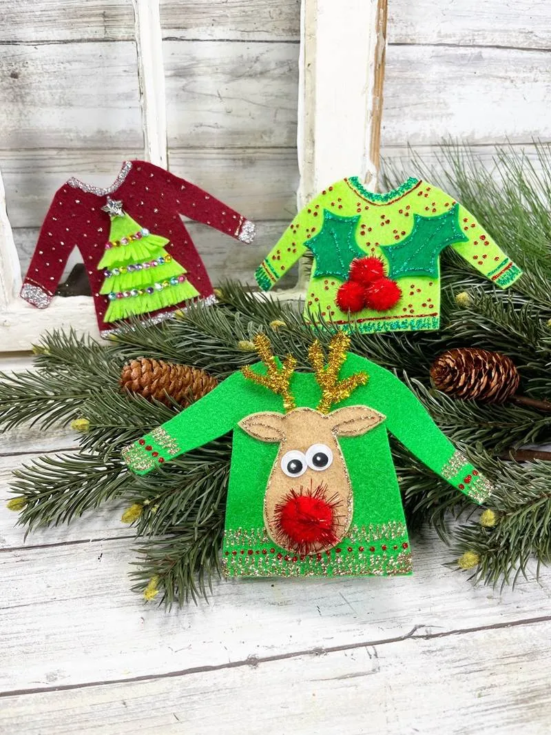 Easy Ugly Christmas Sweater Ornaments